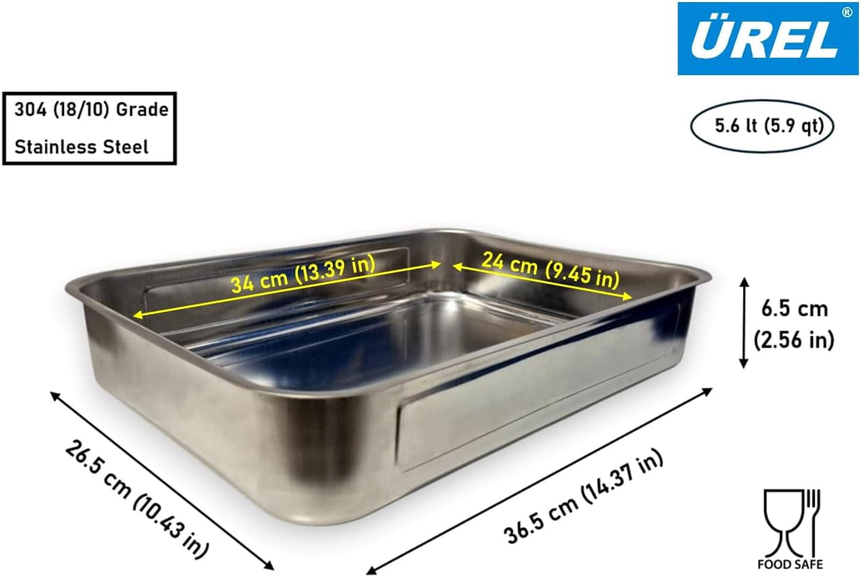 Deep Stainless Steel Baking Pan & Roasting Pan – Rectangular Sheet Pan ...