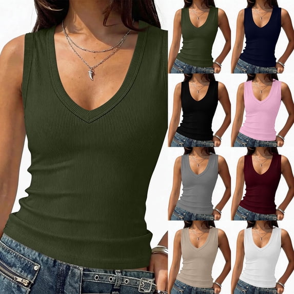 Deep V Neck Tank Tops for Women 2026 Summer Fashion Clothes Sexy Casual ...