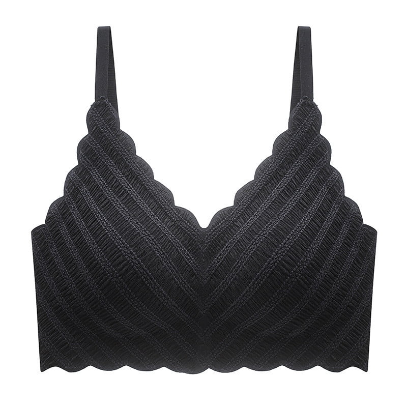 Deep V Wireless Bras for Women No Underwire Push up Bra Full Cup ...