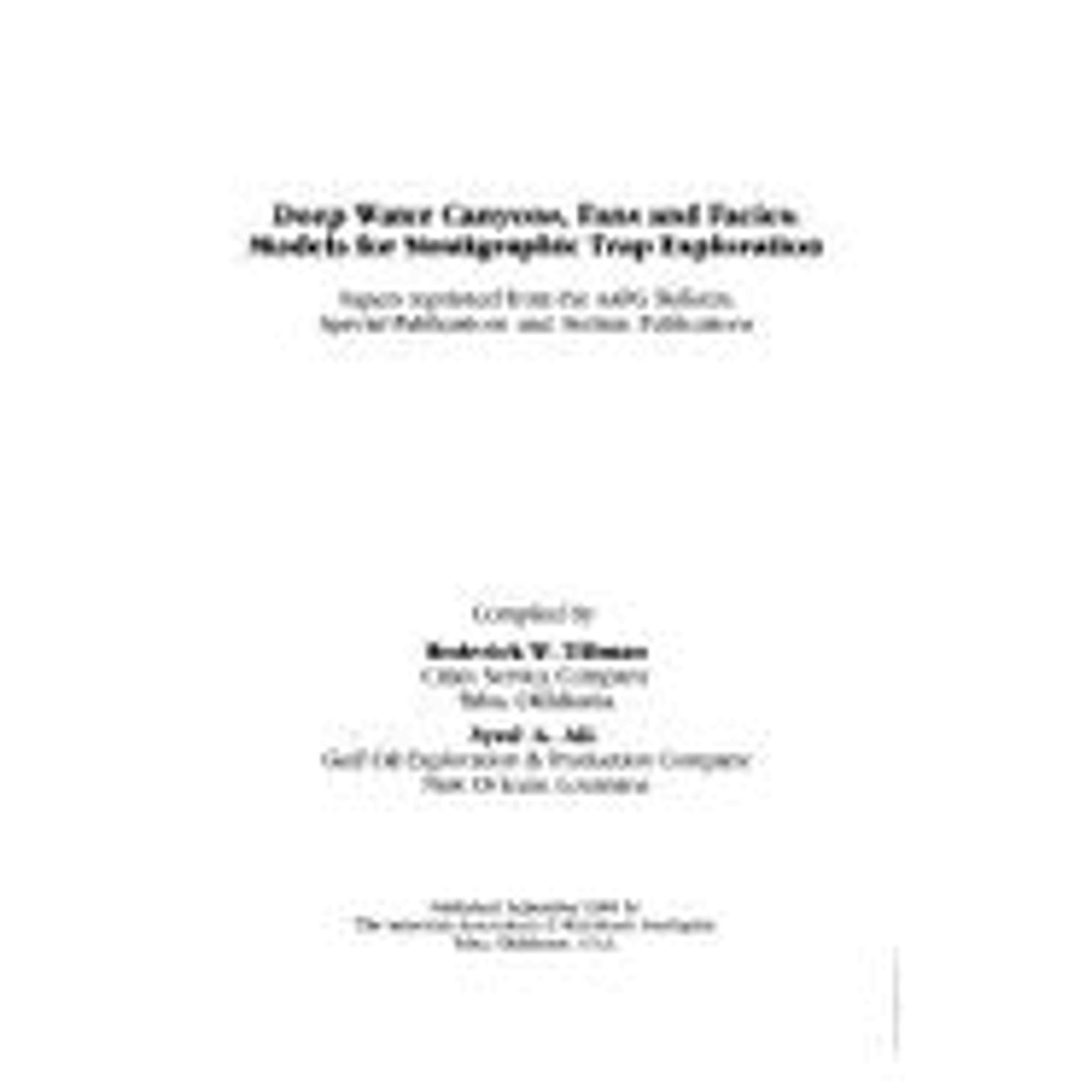 Pre-Owned Deep Water Canyons, Fans, and Facies: Models for ...