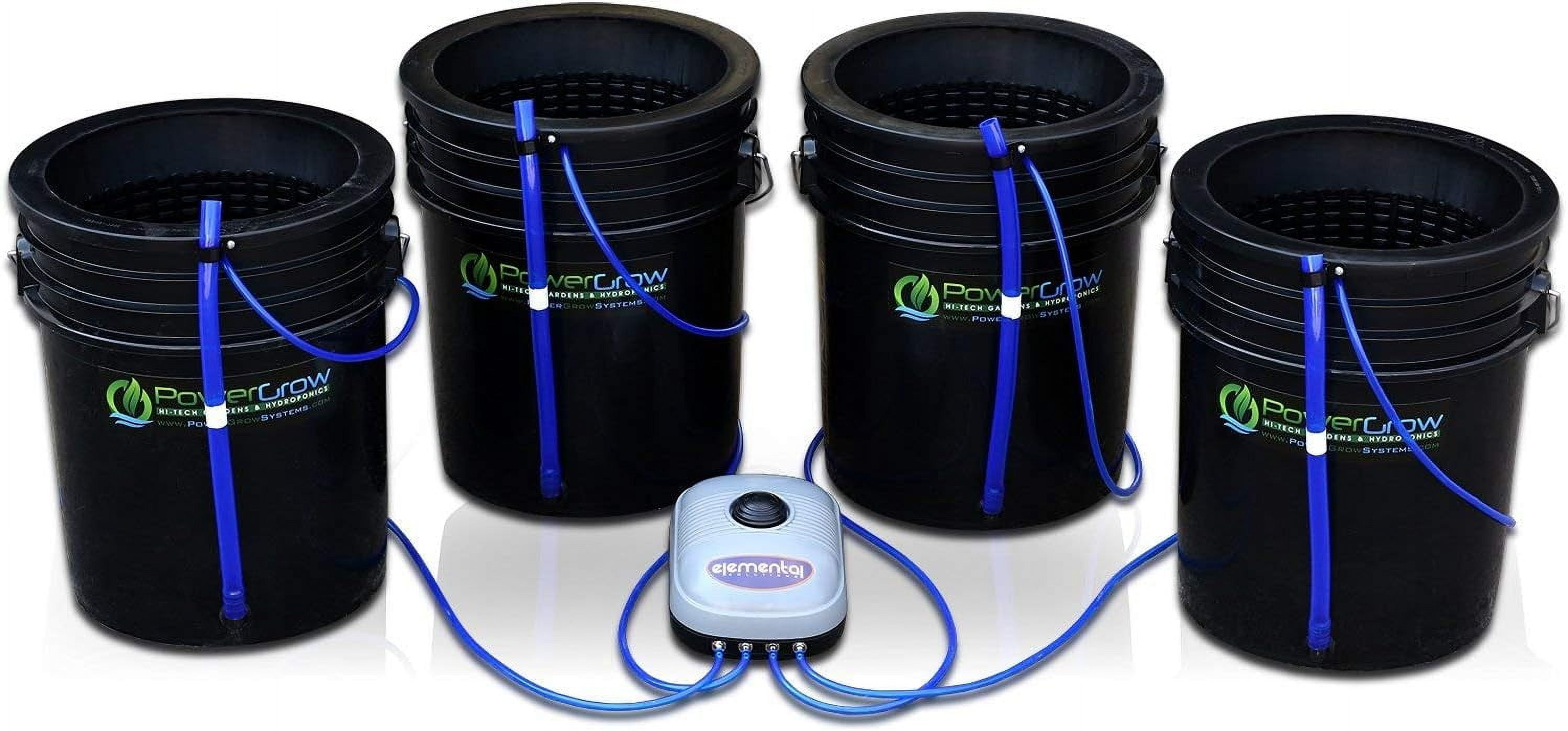 Deep Water Culture (DWC) Hydroponic Bubbler Bucket Kit by PowerGrow ® Systems (4) 5 Gallon - 10 ...