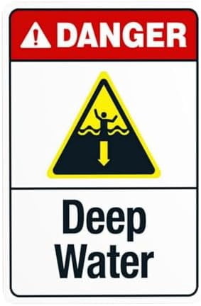 Deep Water Warning Signs, Security Metal Signs for Business Home ...