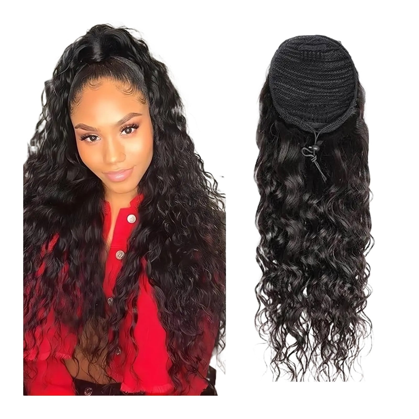 Deep Water Wave Drawstring Ponytail Extensions Human Hair Brazilian ...