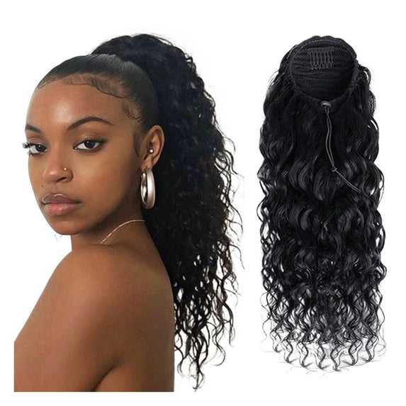 Deep Water Wave Drawstring Ponytail Human Hair Extensions Brazilian ...