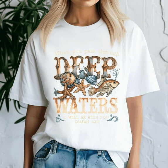 Deep Waters Isaiah Bible Ocean Fish Scene, Christian Ocean Shirt ...