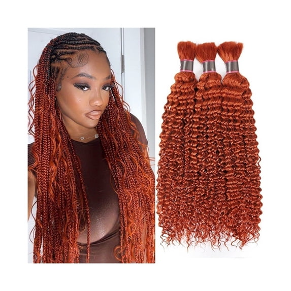 Deep Wave #350 Ginger Human Hair Bulk No Weft Brazilian Remy Hair ...