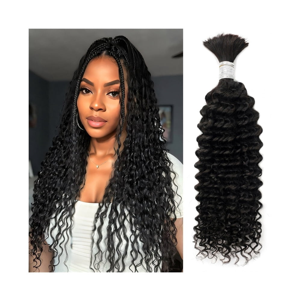 Deep Wave Bulk Hair for Braiding No Weft Curly Human Hair Extensions ...