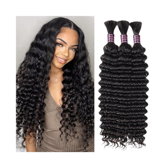Deep Wave Bulk Human Braiding Hair Unprocessed No Weft Remy Hair ...