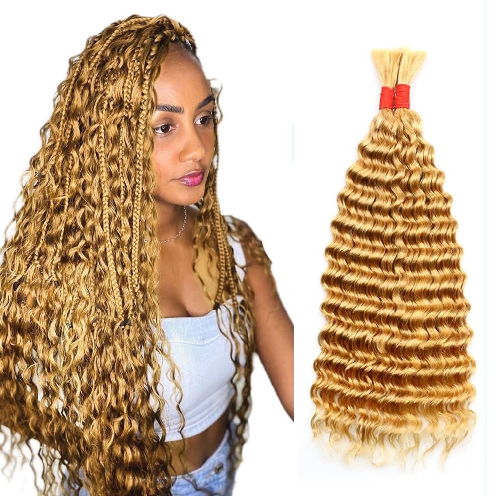 Deep Wave Bulk Human Hair for Braiding No 18” 100g(2bundles/1pack ...