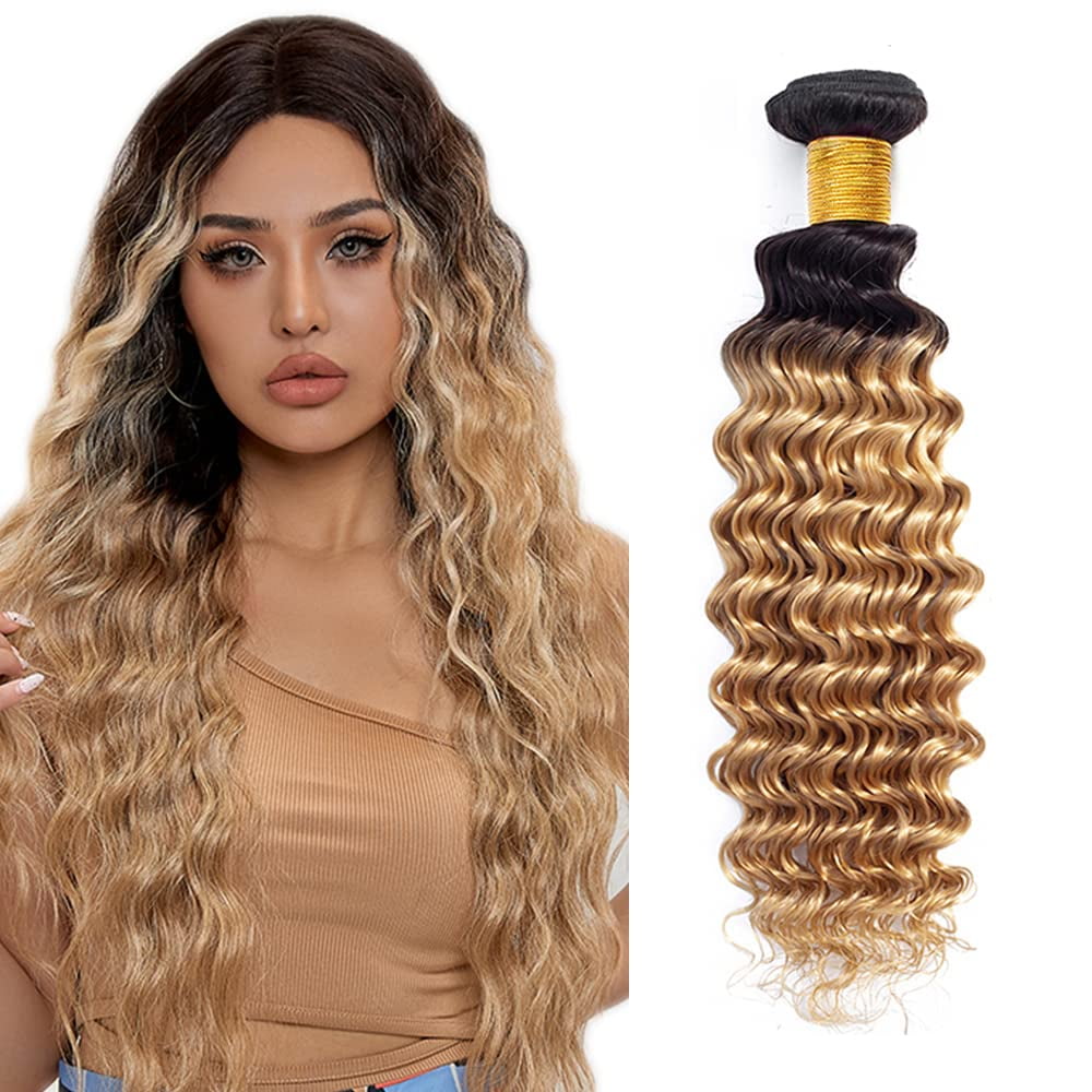 Deep Wave Bundle 1B27 Honey Blonde Human Hair Bundle Double Weft Hair ...