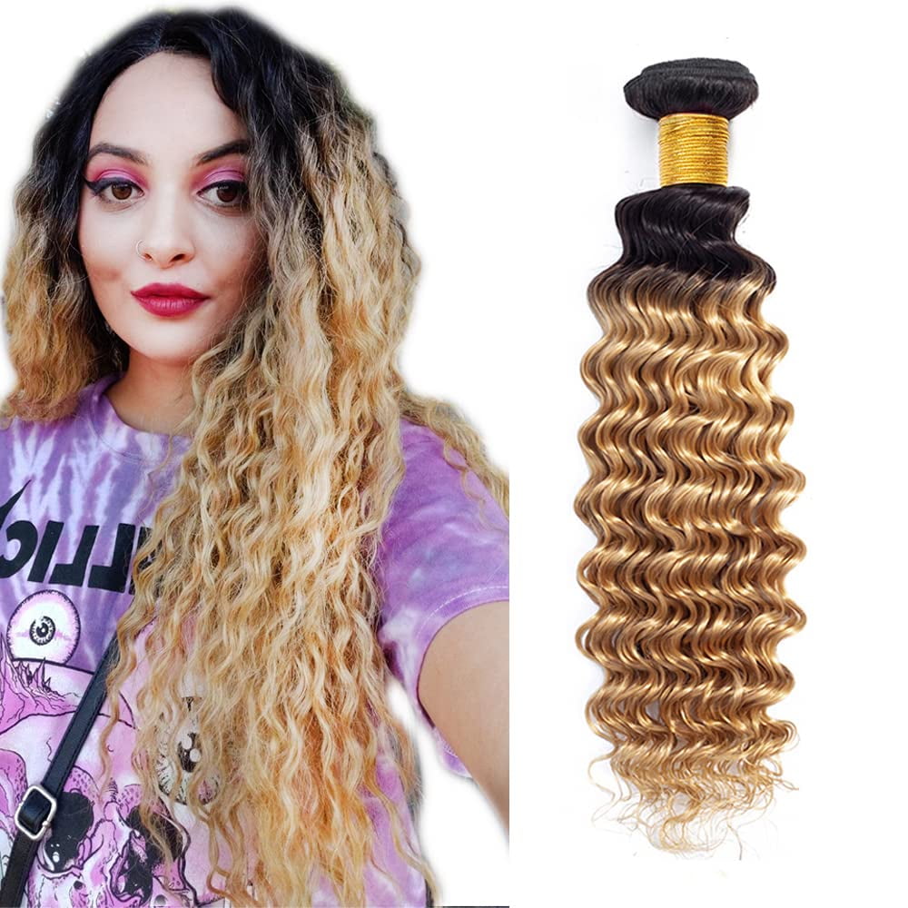Deep Wave Bundle 1B27 Honey Blonde Human Hair Bundle Double Weft Hair ...
