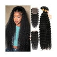 Deep Wave Bundles with 4x4 Closure Brazilian Virgin Human Hair 3 ...