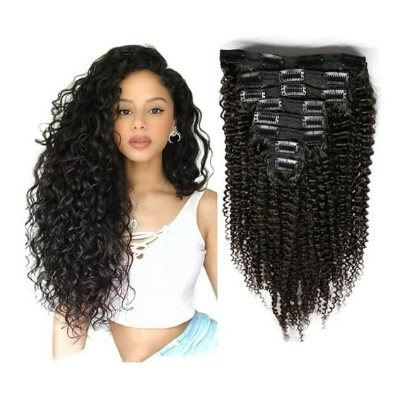 Deep Wave Clip In Human Hair Extensions 8Pcs 120g 12-26 Inch Full Head ...