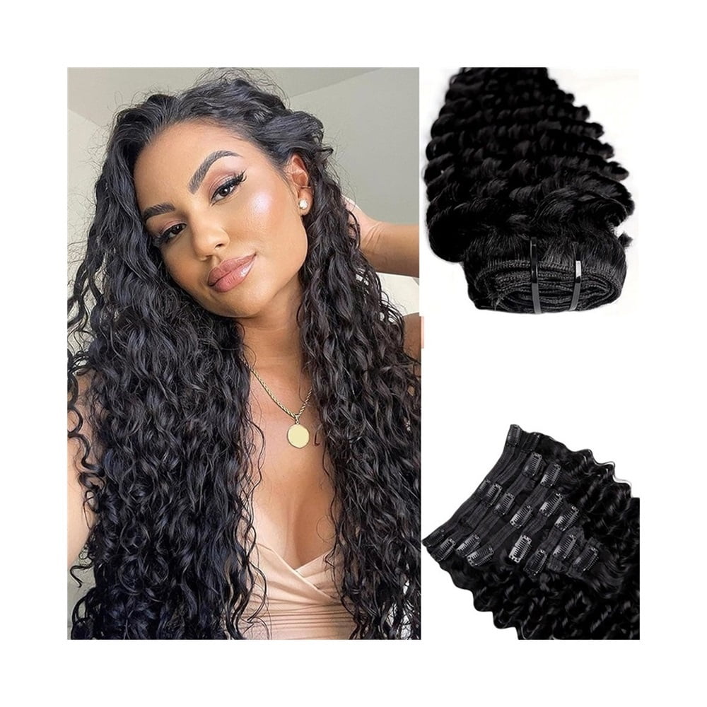 Deep Wave Clip ins Human Hair Extensions Cuticle Aligned Real Hair ...