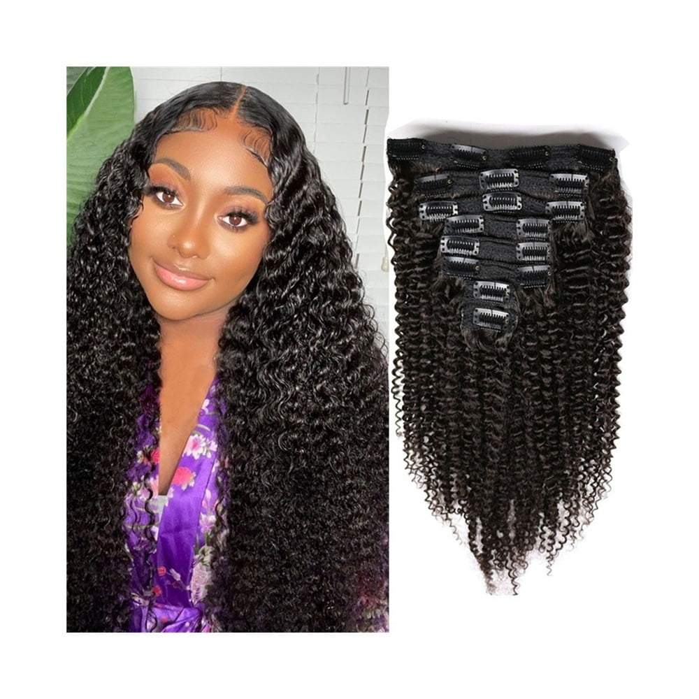 Deep Wave Clip ins Human Hair Extensions for Women 8Pcs Double Weft ...