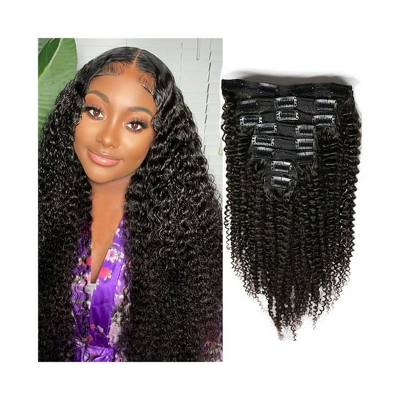 Deep Wave Clip ins Human Hair Extensions for Women 8Pcs Double Weft ...