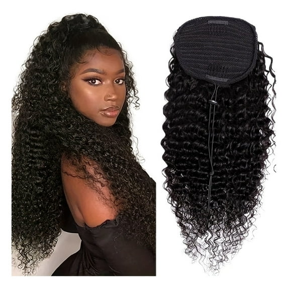 Deep Wave Curly Drawstring Ponytail Human Hair Brazilian Hair Ponytail ...