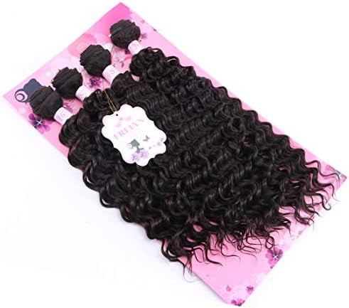 Deep Wave Curly Synthetic Hair Weave 4 Color 2# (16 18 18 20 Inch Mixed ...