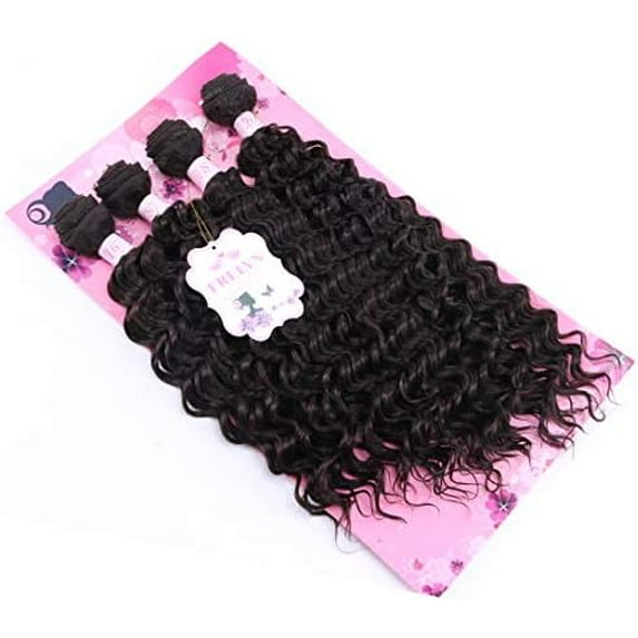 Deep Wave Curly Synthetic Hair Weave 4 Color 2# (16 18 18 20 Inch Mixed ...