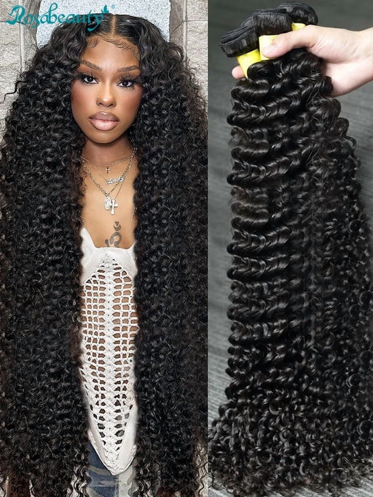 Deep Wave Human Hair Bundles Curly Hair Brazilian Weaving 28 30 40 42 ...