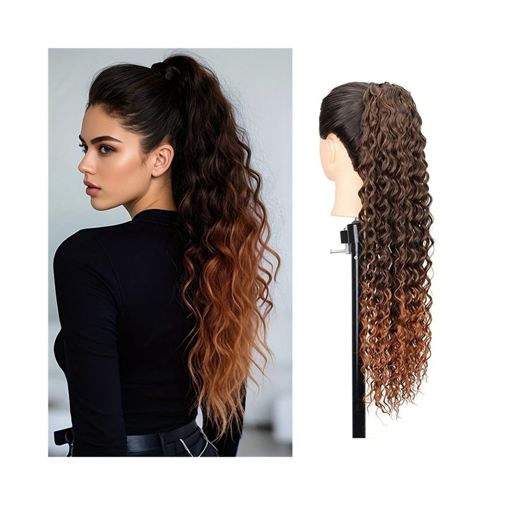 Deep Wave Ponytail Extensions 22 Inch Long Curly Drawstring Ponytail ...