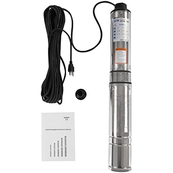 Deep Well Submersible Pump, 0.5HP 110V/60Hz, 16GPM 157 ft Head, with ...
