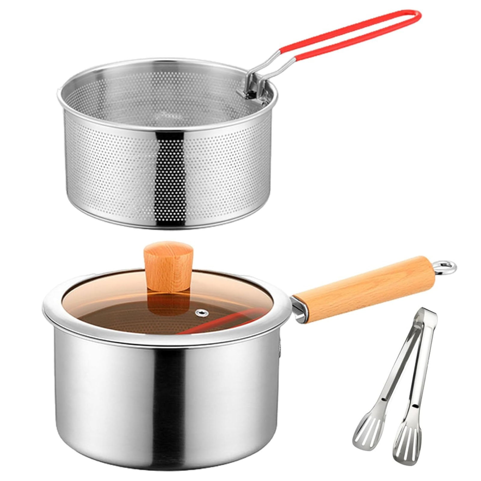Deep fryer, 304 stainless steel deep fryer, spaghetti pot with glass ...