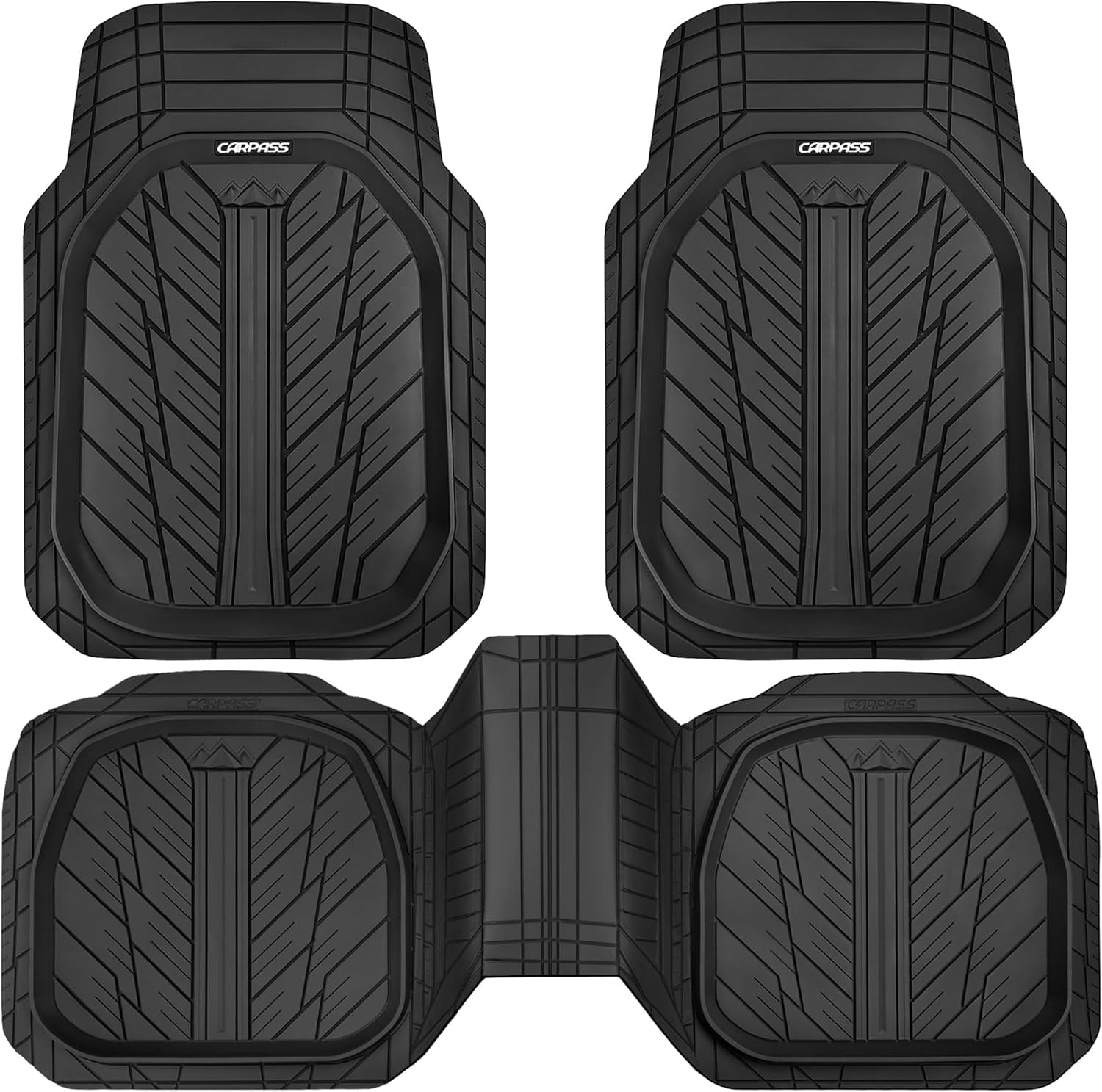 DeepDish Heavy Duty Rubber Floor Mats 3-Piece, Universal MXL Size Trim ...
