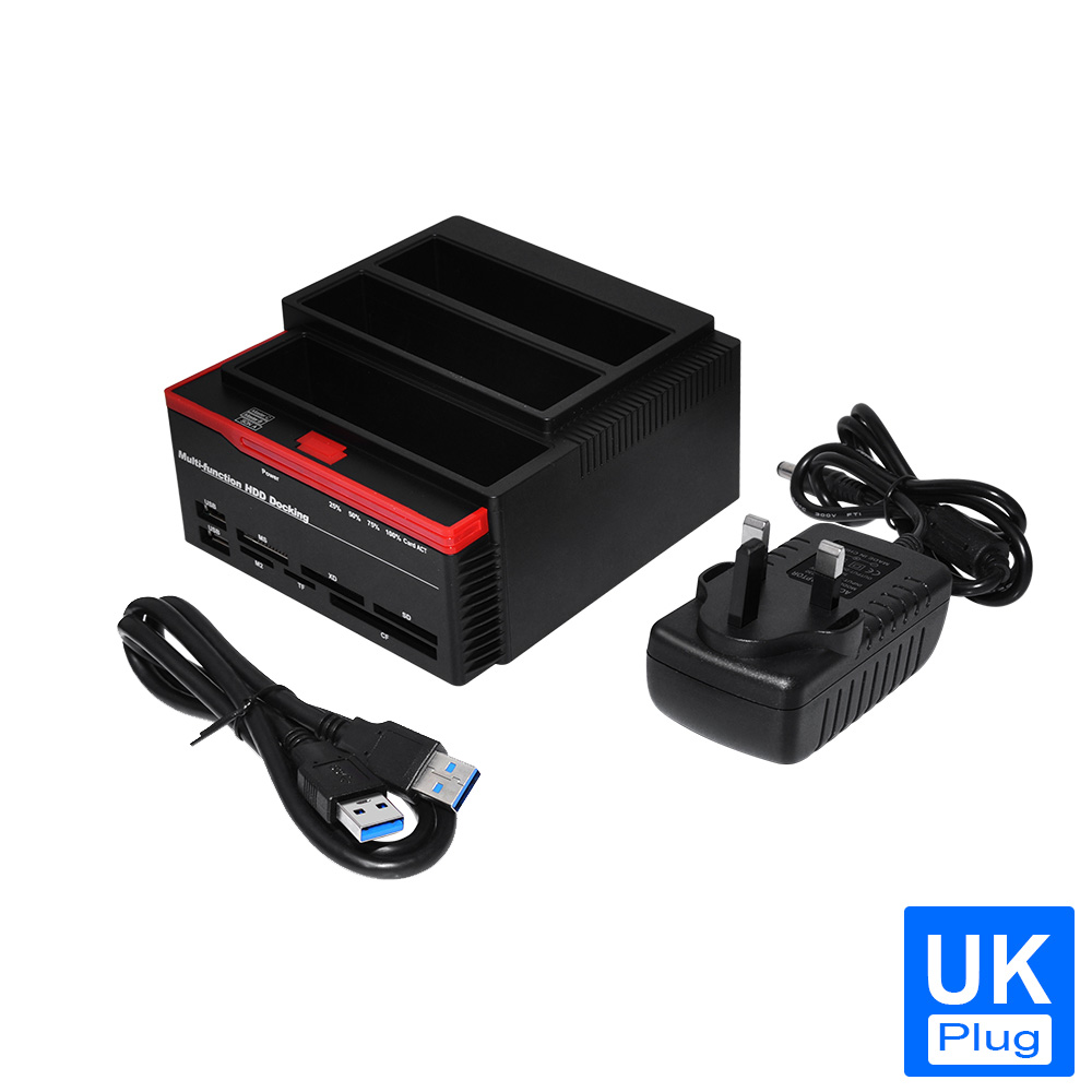 DeepFox 2.5"/3.5" USB 3.0/Type C to 2 SATA Ports 1 IDE Port HDD Hard Drive Disk Docking Station ...