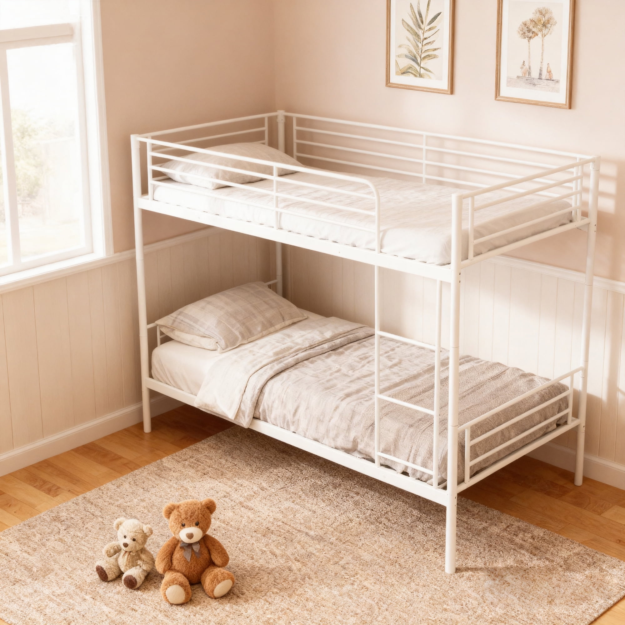 DeepRoar Bunk Bed with Ladder and high Guardrail, Able to Split, Metal ...