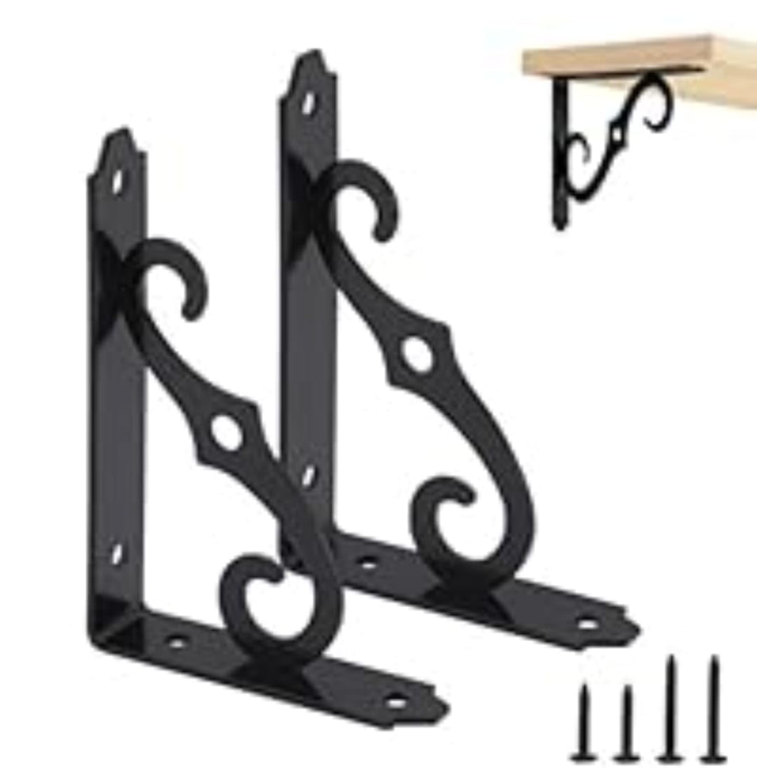 Deepak Display Works Metal Heavy Duty L Shaped Right Angle BracketL Clamp for Wall ShelfRack 6 ...