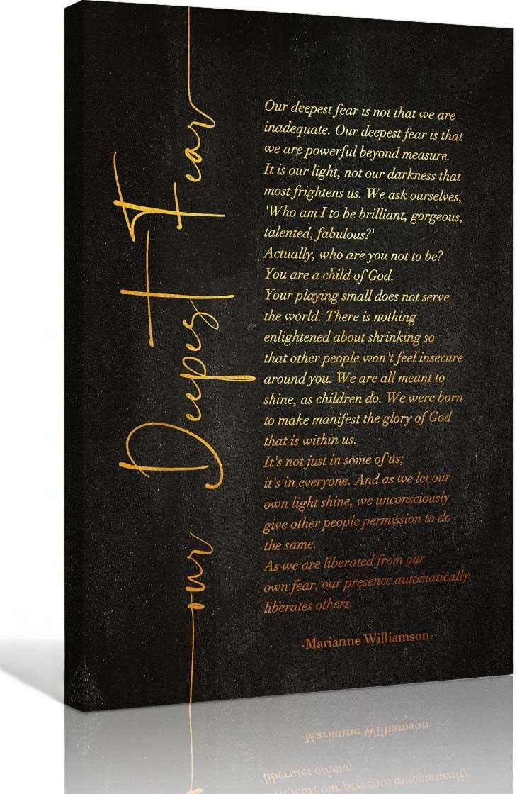 Our Deepest Fear Poem Marianne Williamson Quote Wall Art Poetry Poster ...