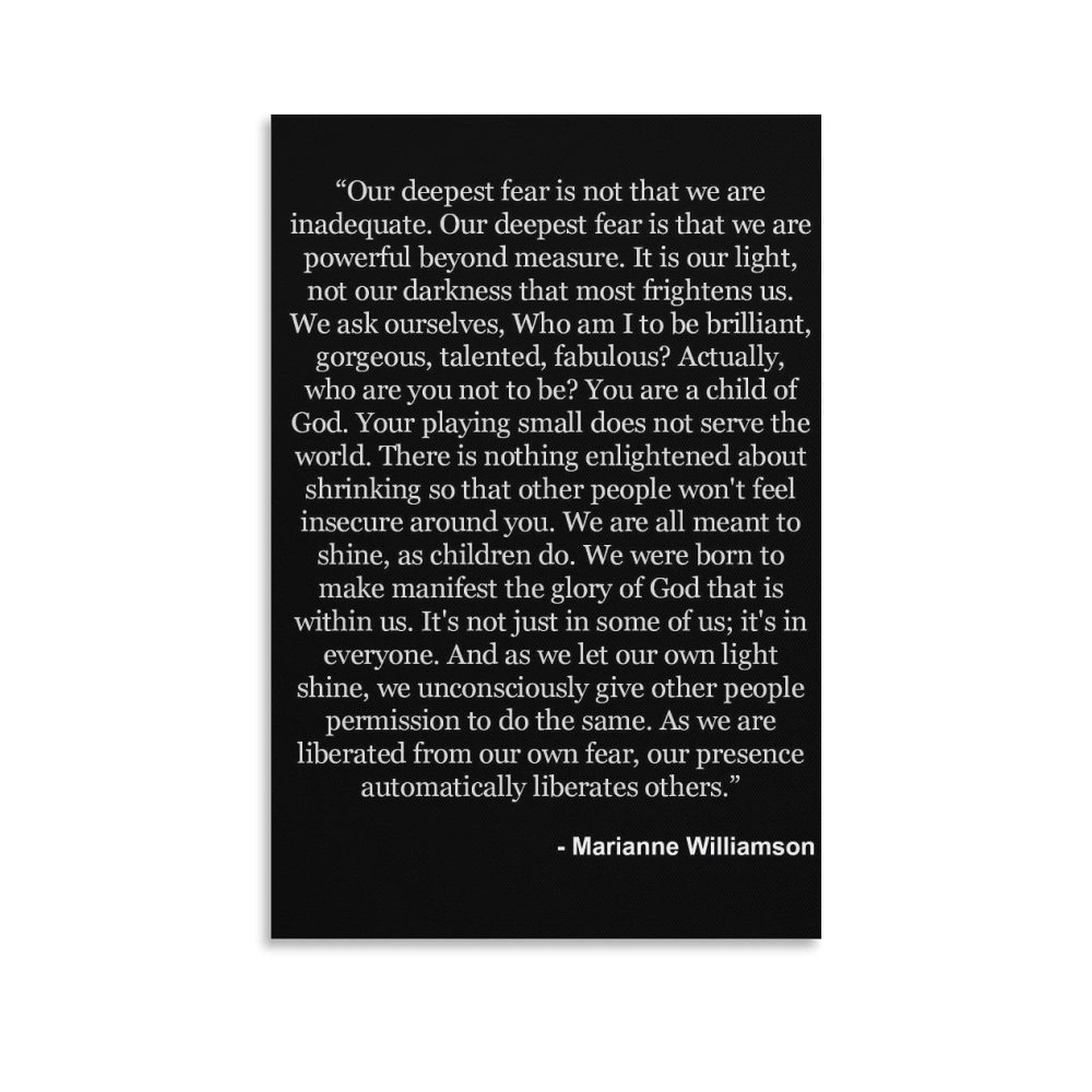 Our Deepest Fear Spiritual Marianne Williamson A Return to Love Black ...