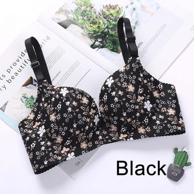 Deepwonder Women Floral Push Up Seamless Bra Lingerie Flower Print ...