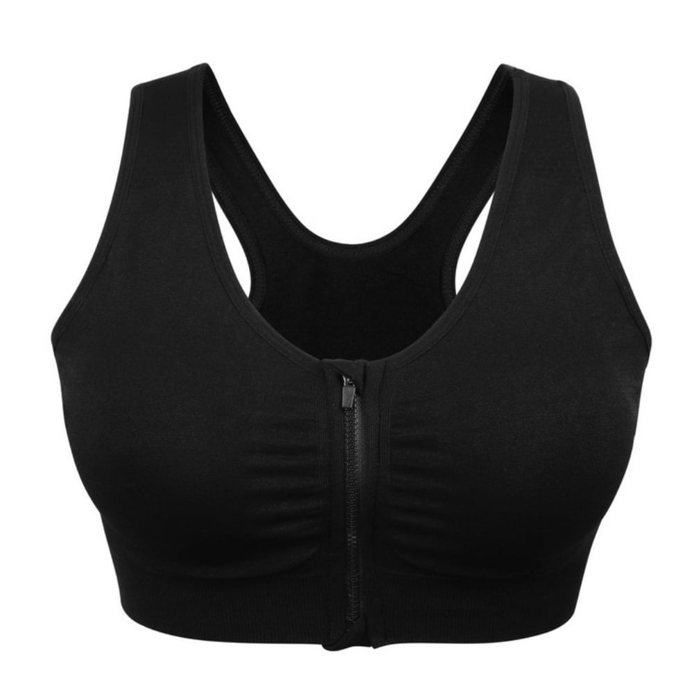 Deepwonder Women's Zip Front Sports Bra Wireless Post-Surgery Bra ...