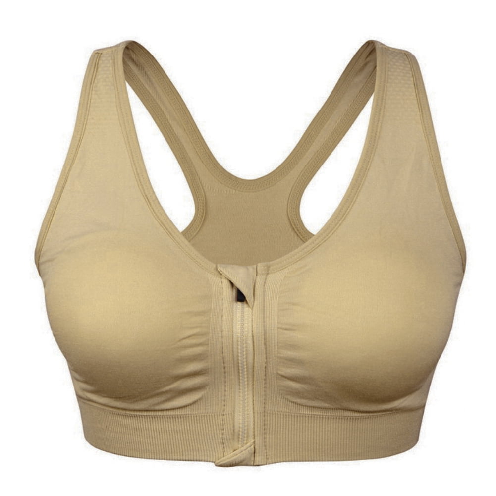 Deepwonder Women's Zip Front Sports Bra Wireless Post-Surgery Bra ...