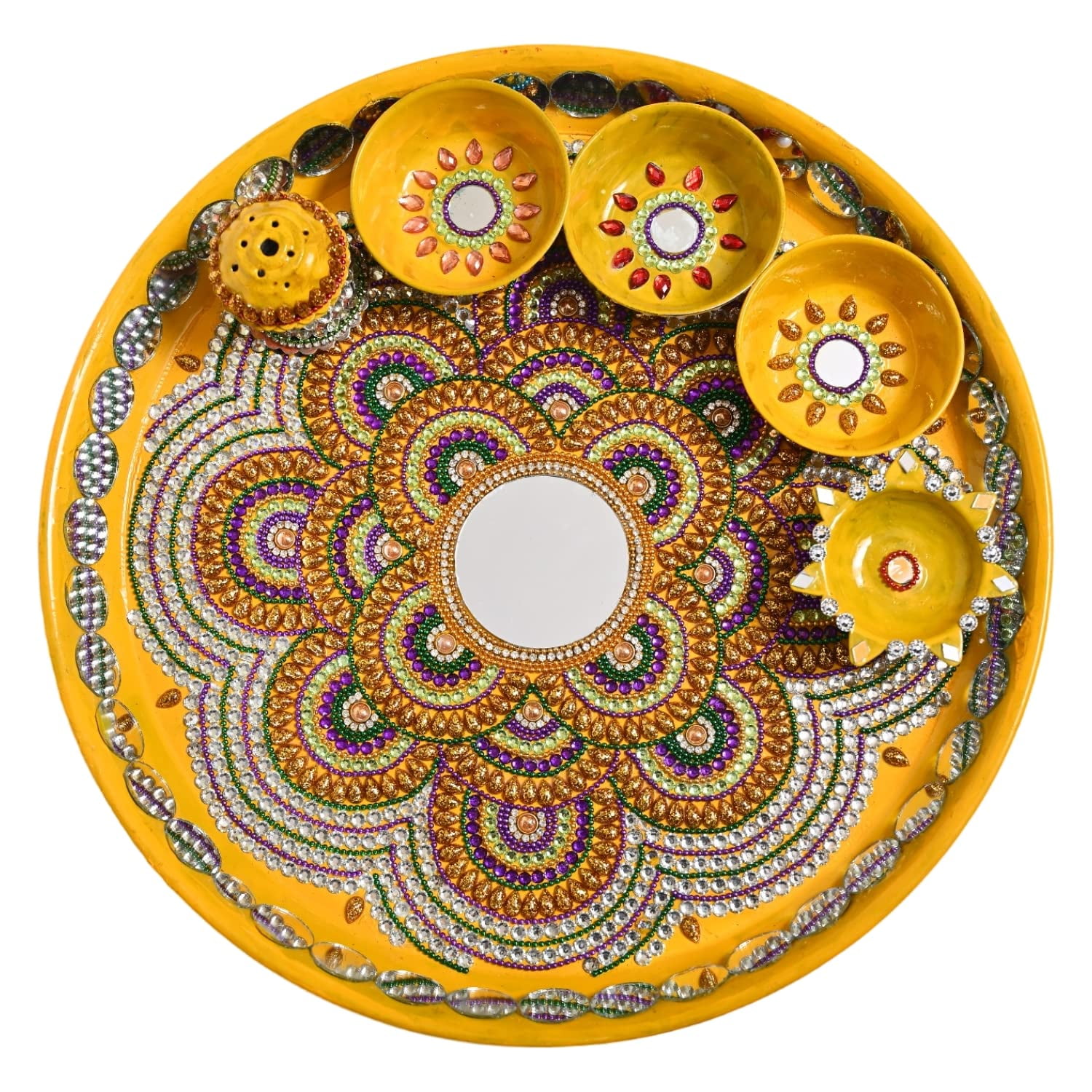 Deepz Arts Pooja Thali Set for Home Dcor Mandir OfficeMenakari Work ...