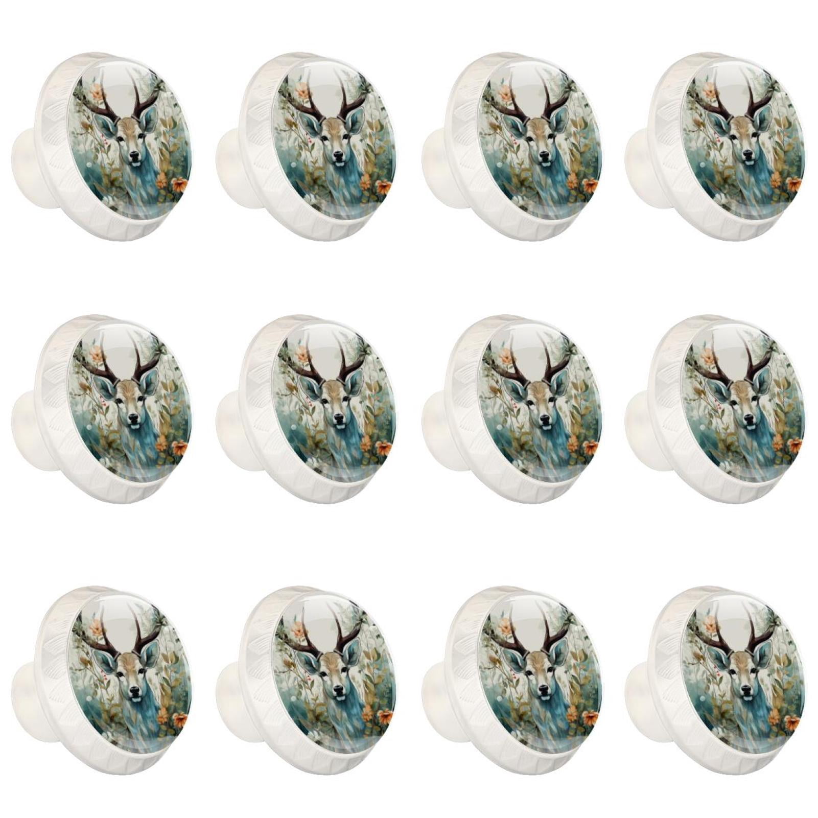 Deer 12 Pcs White Round Drawer Pulls with Screws,ABS and Glass Cabinet ...
