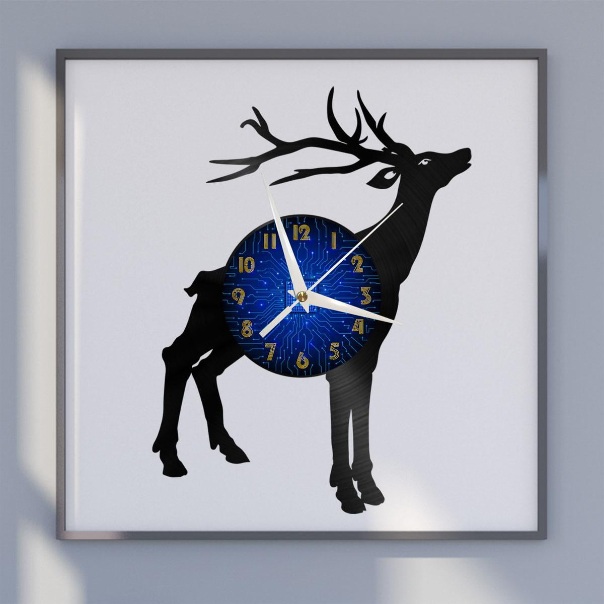 Deer 2 12 Inch Vinyl Record Wall Clock - Silent, Creative, and Unique Clock for Living Room ...