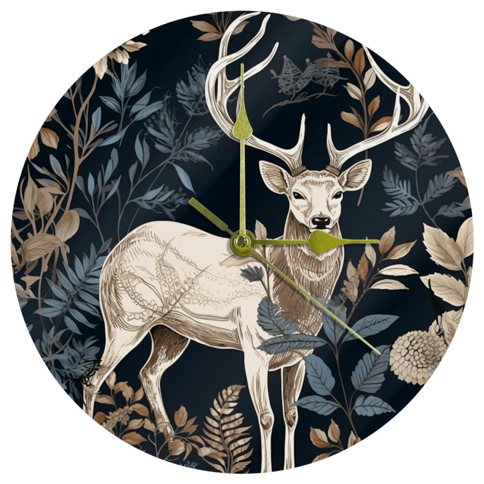 Deer Acrylic Circular Wall Clock - Modern Design, Silent Sweep Movement ...