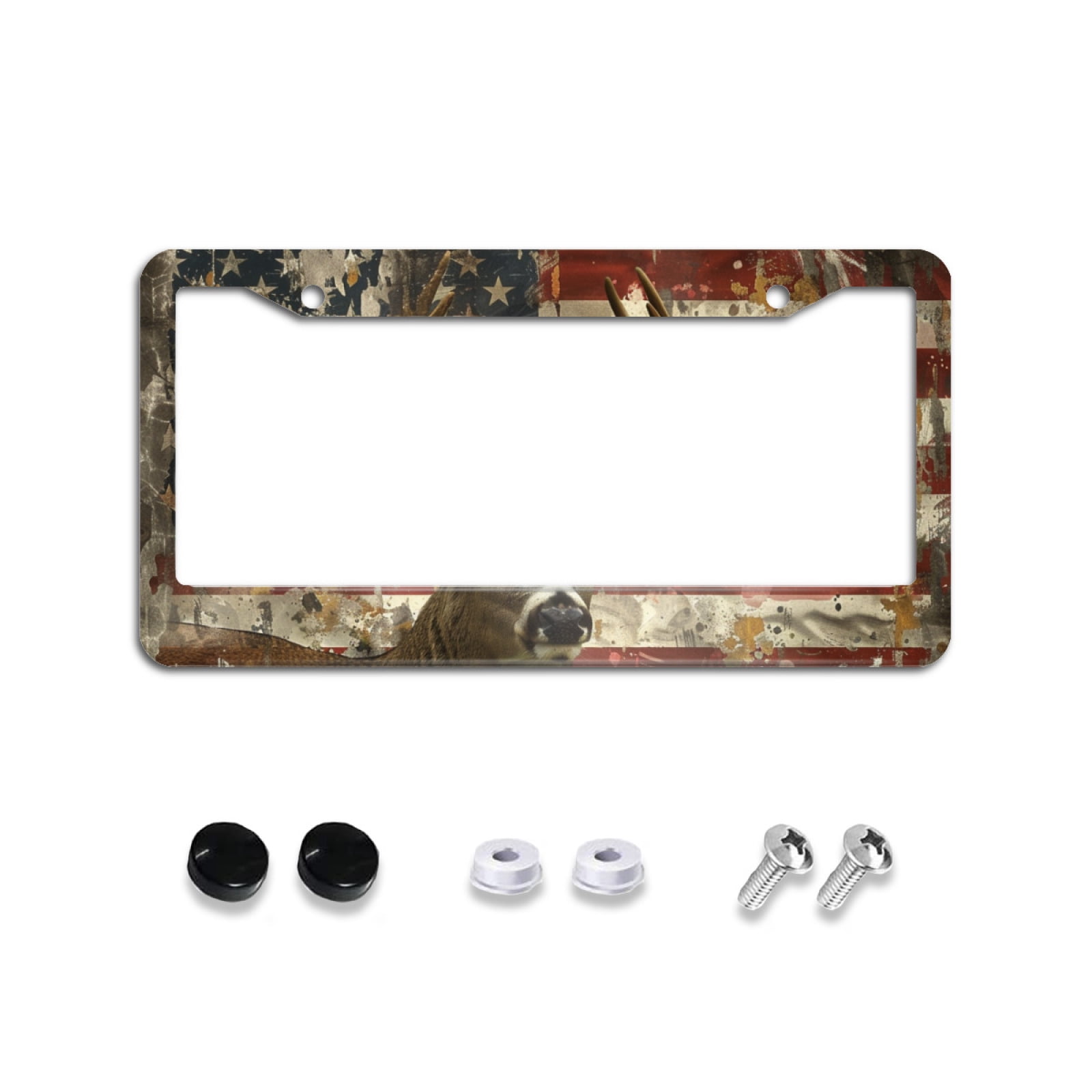 Deer American Flag License Plate Frames for Women Men Car Plate Holder ...