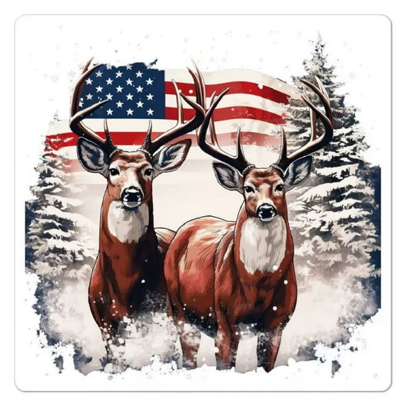 Deer American Flag Sticker Indoor Outdoor Phone Decal Water Bottle ...
