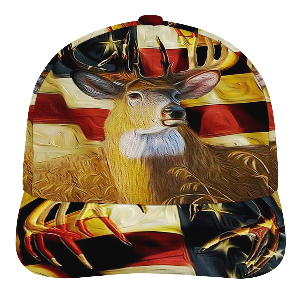 Deer American flag US baseball cap hat - Walmart.com