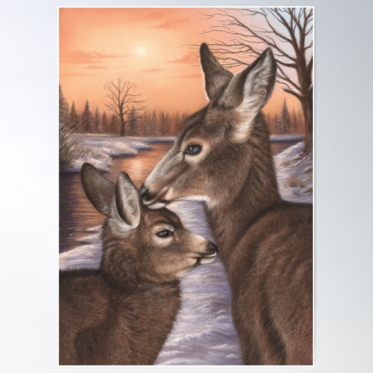 Deer And Fawn Poster Wall Art, Modern Wall Decor For Living Room ...