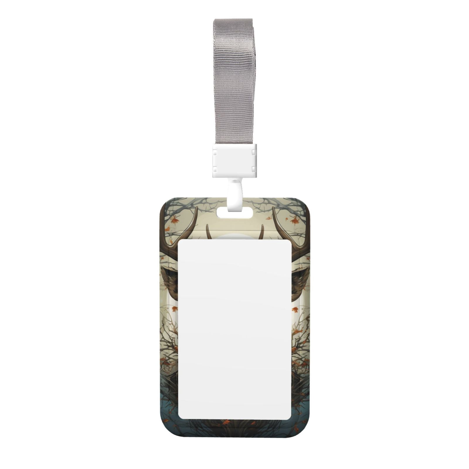 Deer Antler Whitetail Badge Holder with Lanyard ID Name Work Card Tag ...