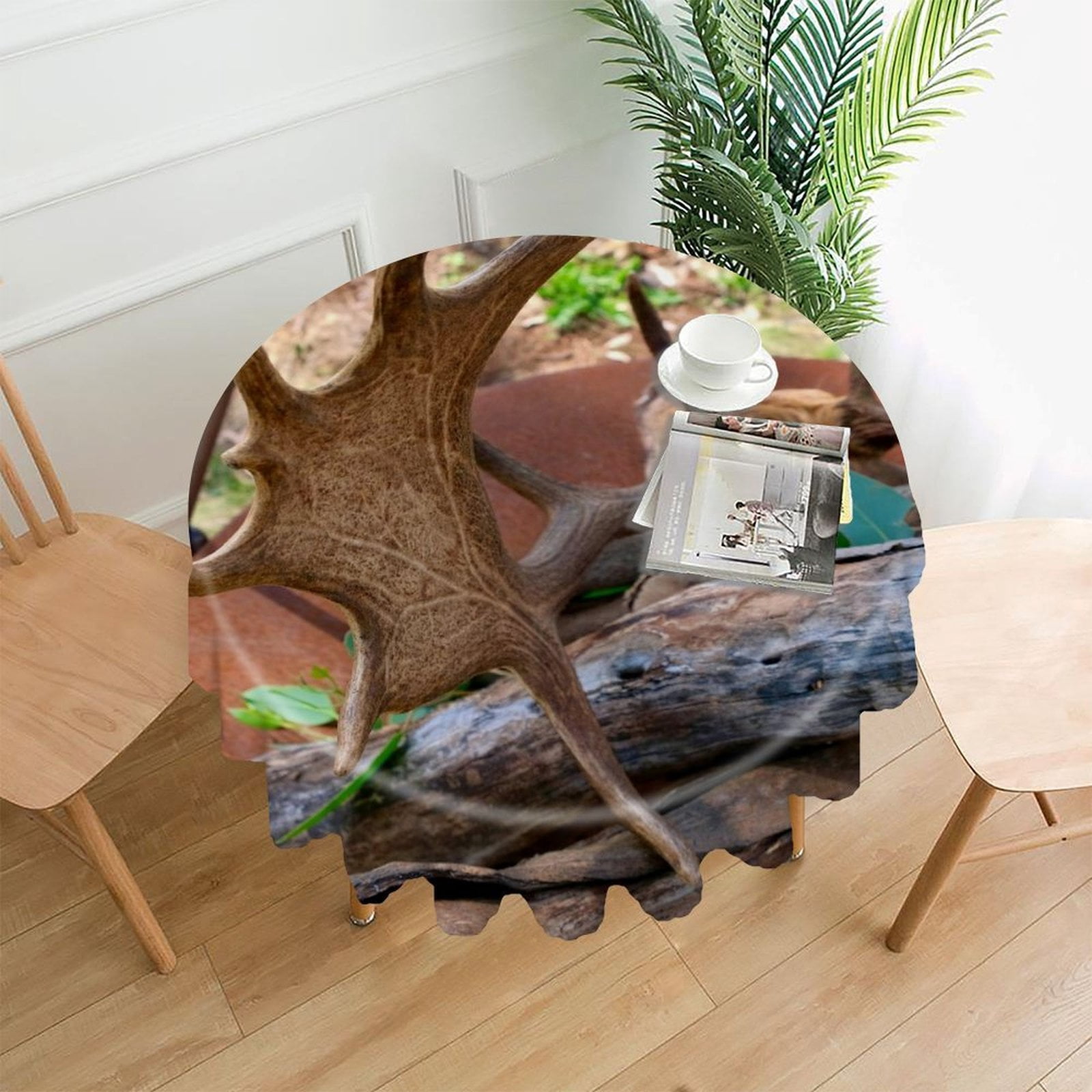 Deer Antler & Wood Accent, Fluorescent, Hand & Machine Washable ...