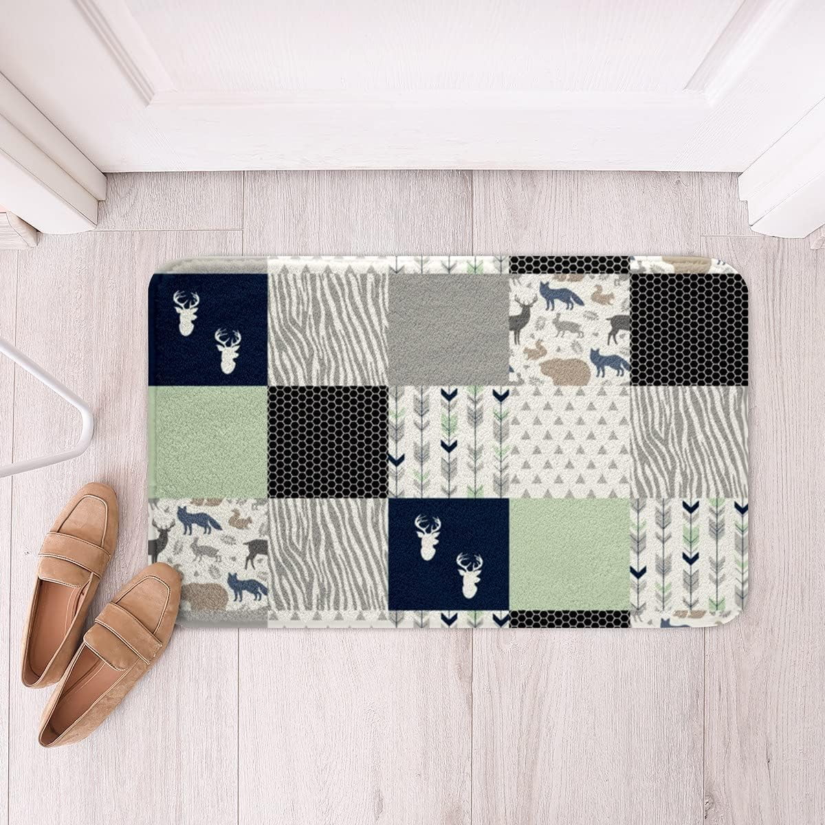 Deer Antlers Silhouette Bathroom Rugs Wild Animals Non Slip Bath Mat ...