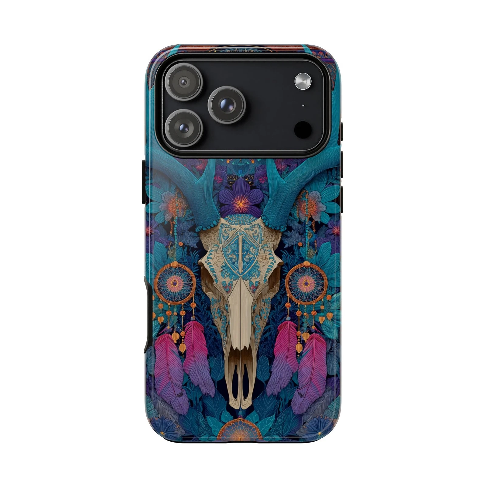 Deer Antlers Tribal Dreamcatcher Symbol Art Case for iPhone 17 to 11 ...