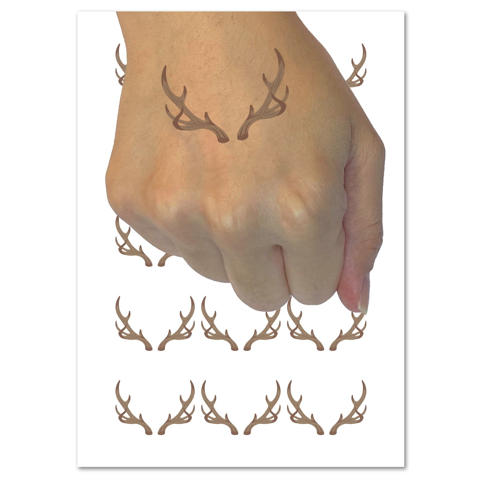 Deer Antlers Water Resistant Temporary Tattoo Set Fake Body Art ...