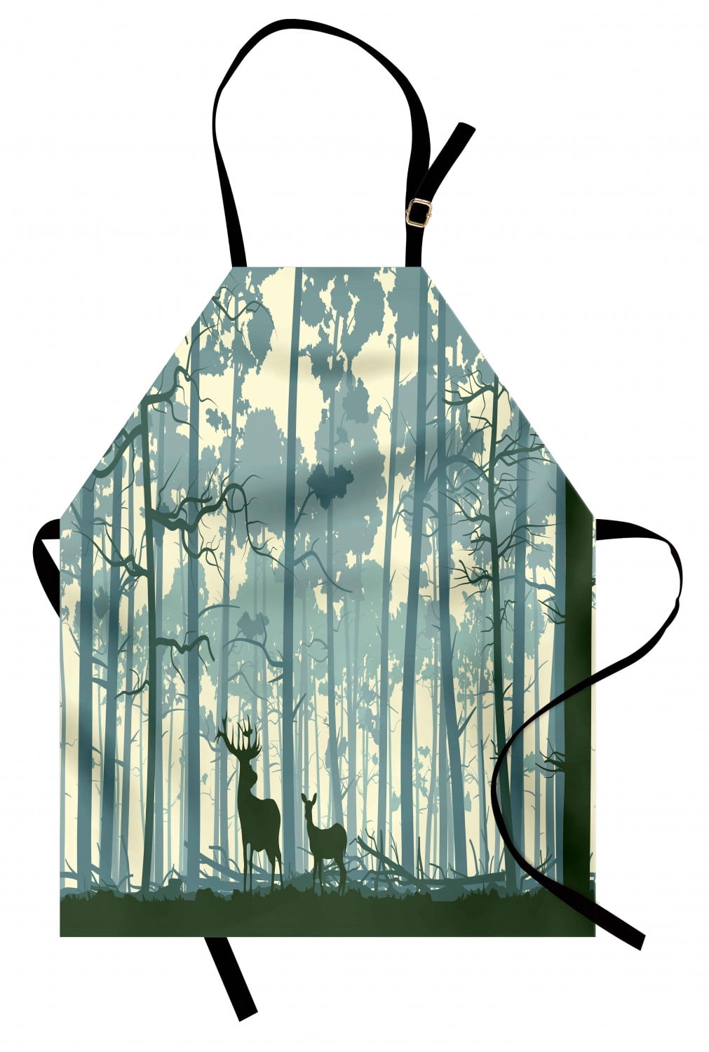 Deer Apron Animal Silhouette in Foggy Forest Animals in Nature Themed ...